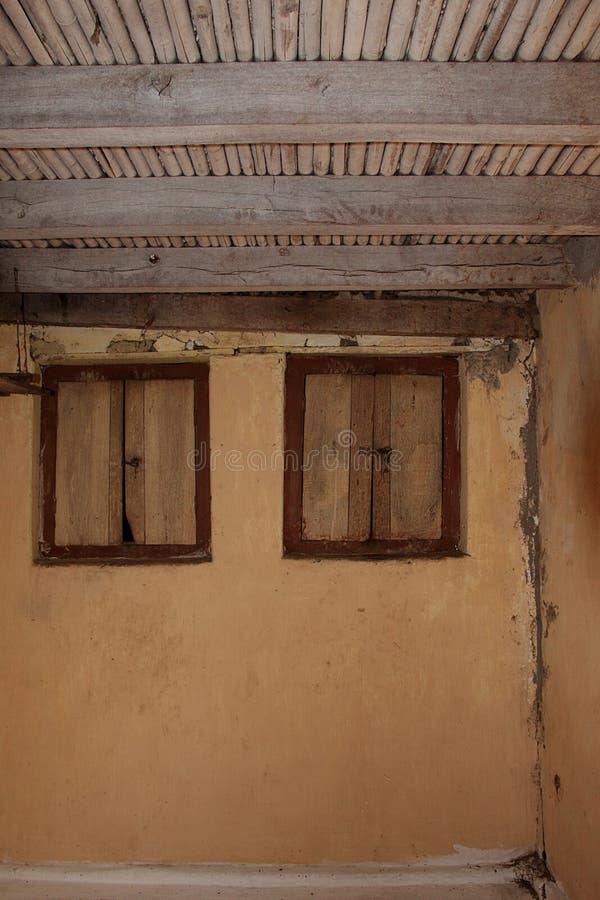 Two Wooden Windows Inside Very Old House Stock Photo - Image of ...