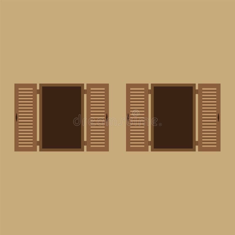 Two Wooden Windows on Wall stock vector. Illustration of vector - 49724085