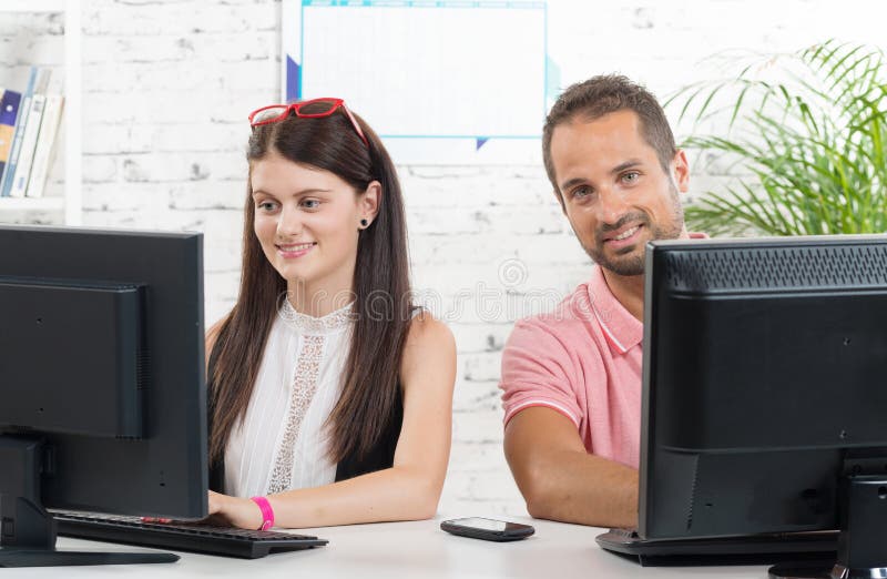 Two Work Colleague in Their Office Stock Image - Image of teamwork ...
