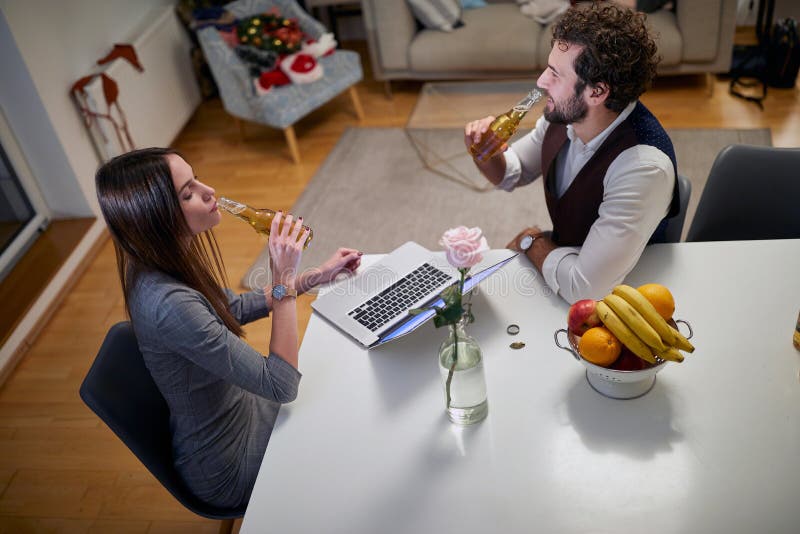 Two Work Colleagues Casually Hanging Out Stock Photo - Image of gadget ...