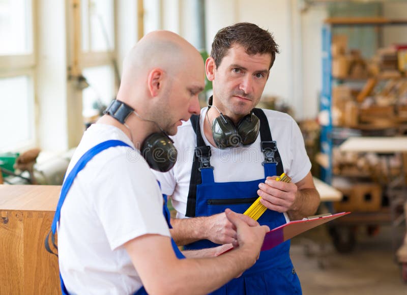 Two Worker in a Carpenter S Workshop Stock Image - Image of carpentry ...