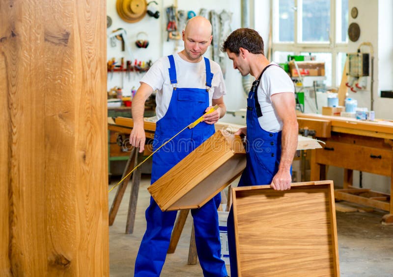 Two Worker in a Carpenter S Workshop Stock Image - Image of production ...