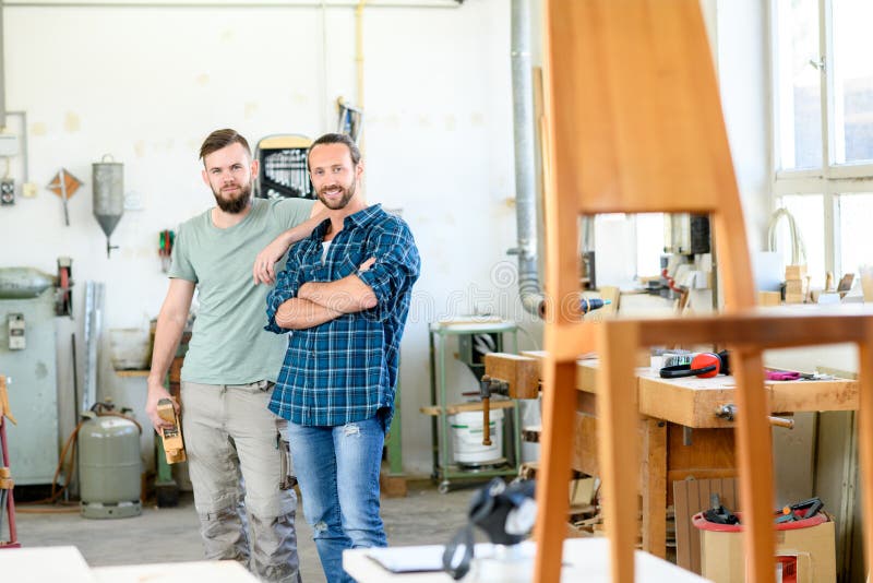 Two Worker in a Carpenter`s Workshop Stock Image - Image of beard ...
