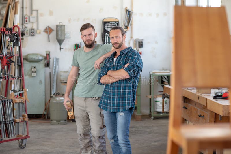 Two Worker In A Carpenter`s Workshop Stock Image - Image of joinery ...