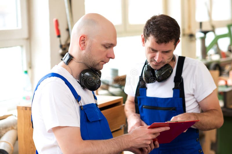 Two Worker in a Carpenter S Workshop Stock Image - Image of manual ...
