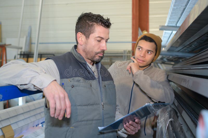 Two Worker in Factory on Machine Stock Photo - Image of occupation ...