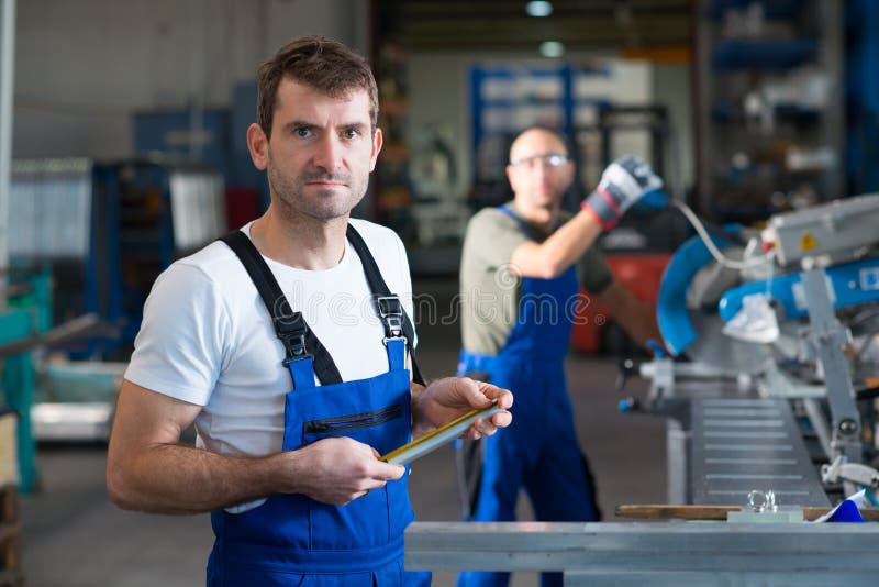 Two worker in factory stock photo. Image of computer - 88686694