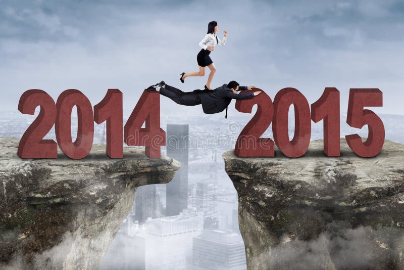 Two Worker through a Gap with Cooperation Stock Photo - Image of ...