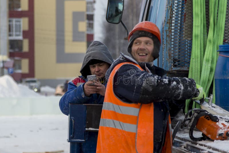 Two Workers at a Car Assembly Site Stock Image - Image of nature ...