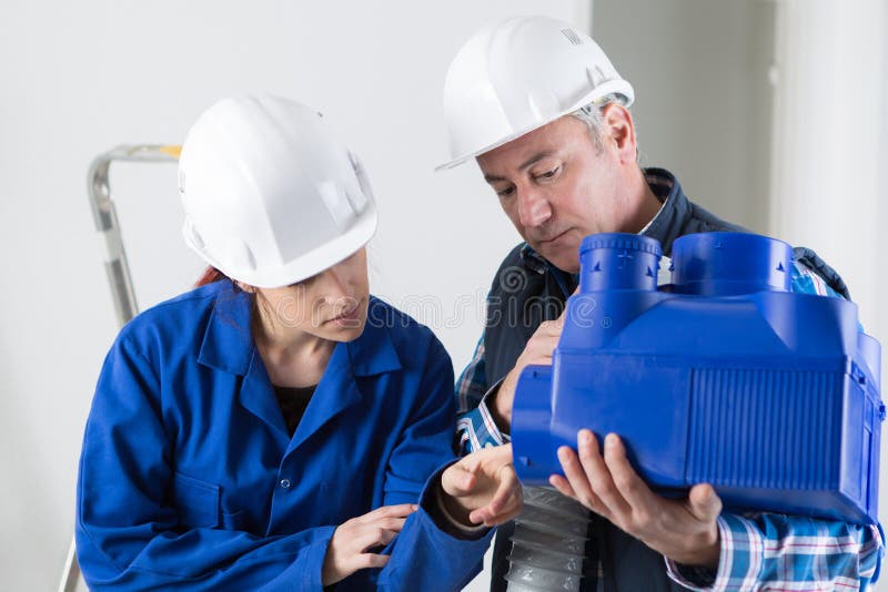 Two Workers in Factory on Machine Stock Photo - Image of operator ...