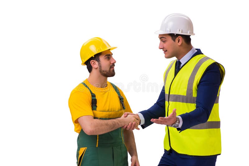 The Two Workers Isolated on the White Background Stock Image - Image of ...