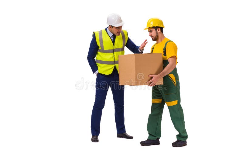 The Two Workers Isolated on the White Background Stock Image - Image of ...