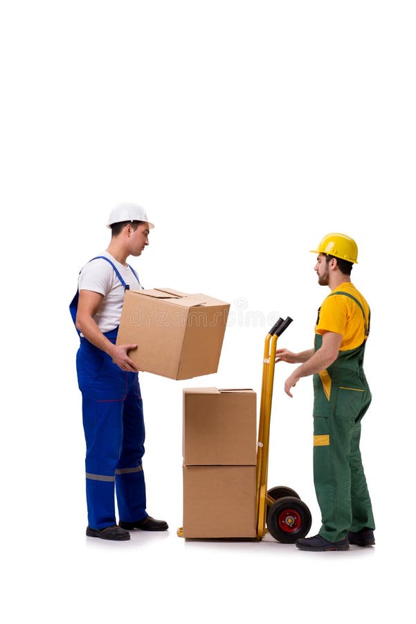 The Two Workers Isolated on the White Background Stock Photo - Image of ...