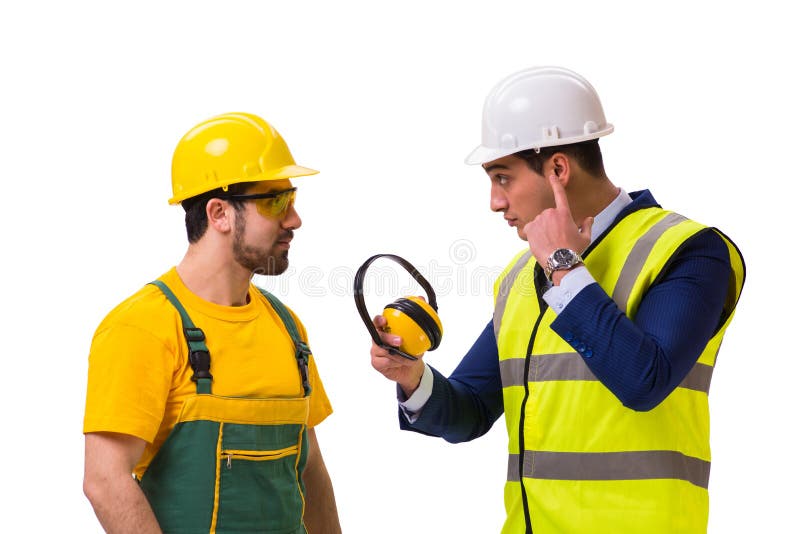 The Two Workers Isolated on the White Background Stock Image - Image of ...