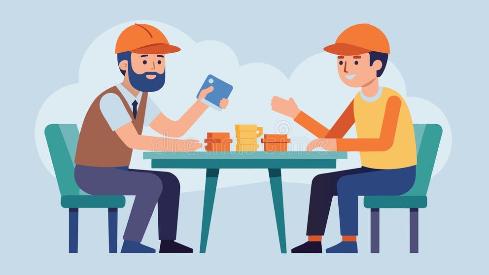 Two Workers Playing a Game of Cards on a Makeshift Table Enjoying a ...