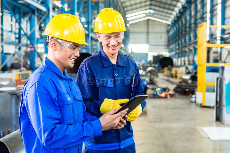 Two Workers in Production Plant As Team Stock Image - Image of industry ...