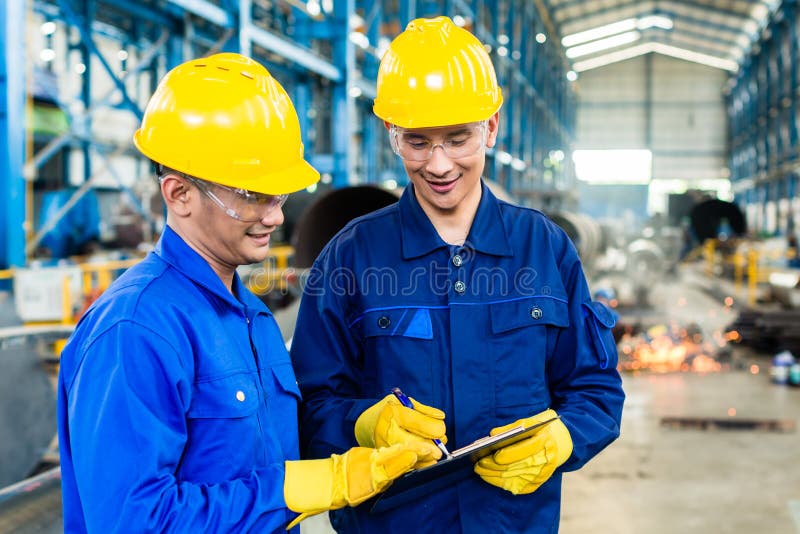 Two Workers in Production Plant As Team Stock Image - Image of industry ...