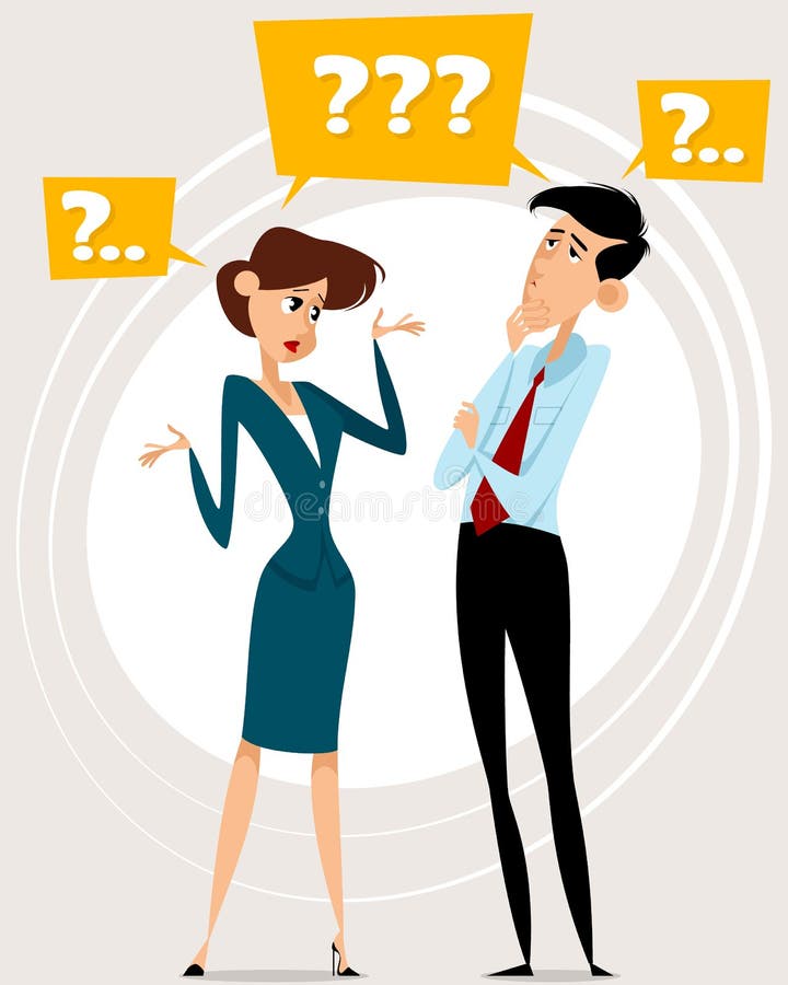 Two workers with questions stock vector. Illustration of sign - 74672899