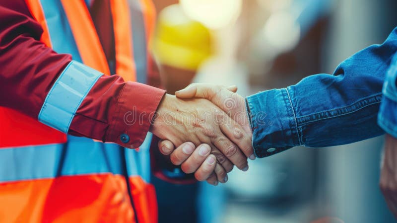 The Handshake in Construction. AI Generated Stock Image - Image of hand ...