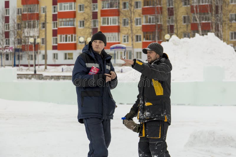Two Workers at the Site of the Ice Camp Stock Image - Image of national ...