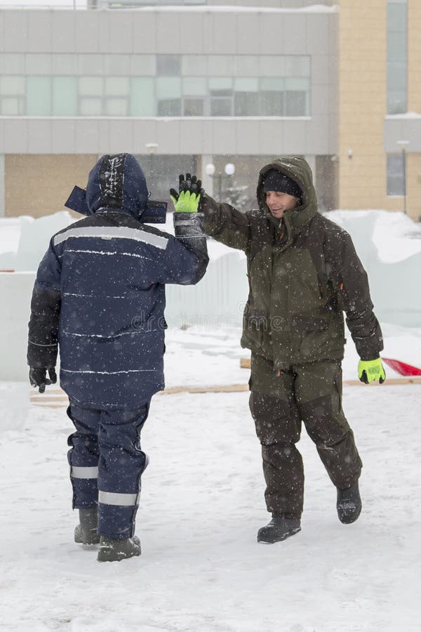 Two Workers at the Site of the Ice Camp Stock Image - Image of figure ...