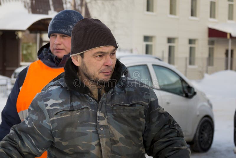 Two Workers at the Site of the Ice Camp Stock Photo - Image of ...