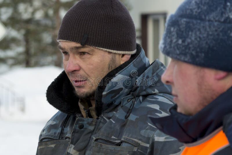 Two Workers at the Site of the Ice Camp Stock Photo - Image of russia ...