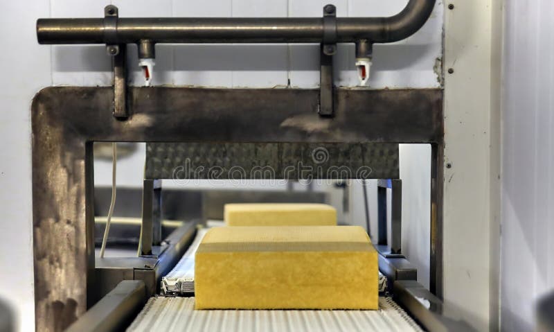 Two Workers Start Making Blocks of Cheese in a Factory Stock Photo ...