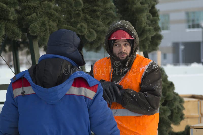Two Workers Talk on the Assembly Site Stock Photo - Image of cracked ...