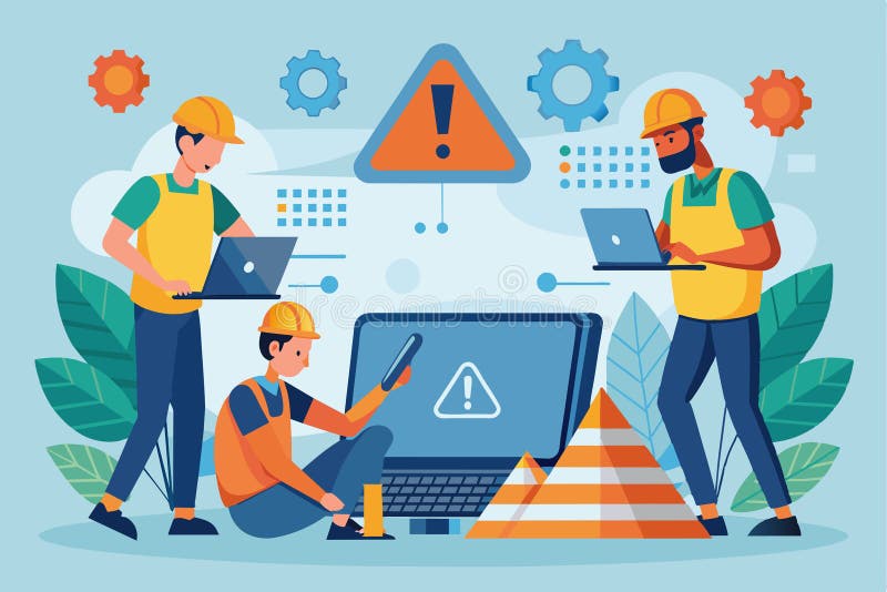 Two Workers Troubleshoot a Laptop while Another Documents the Repair ... Two Workers Troubleshoot a Laptop while Another Documents the Repair ...