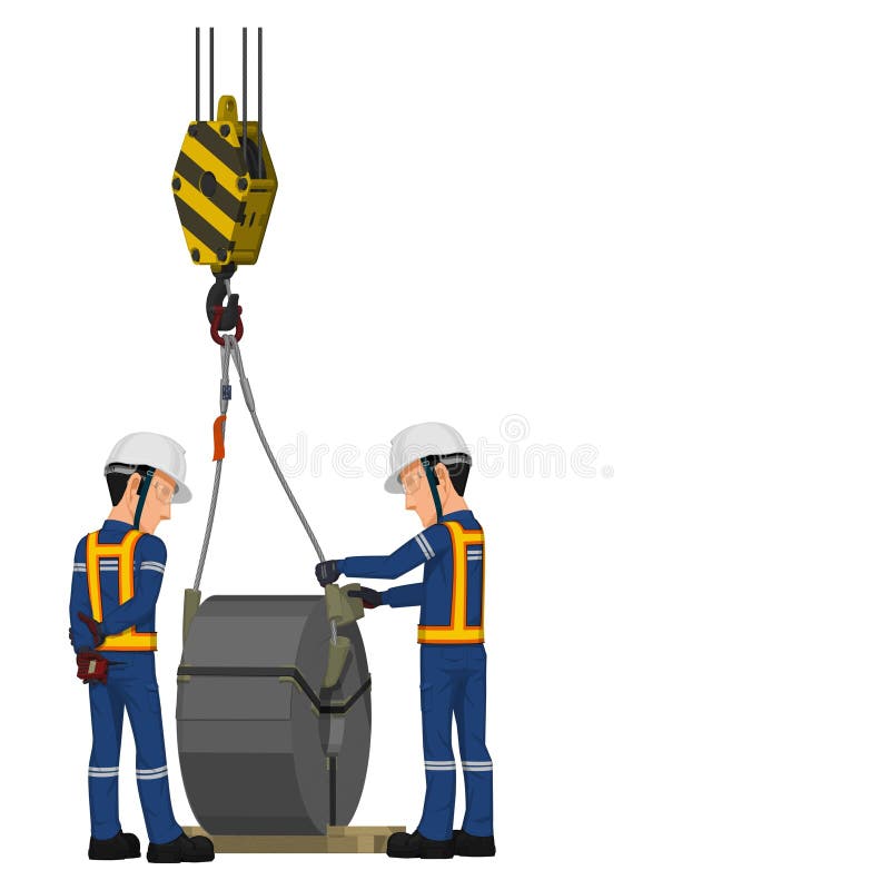 Two Workers are Working with Crane Stock Vector - Illustration of ...