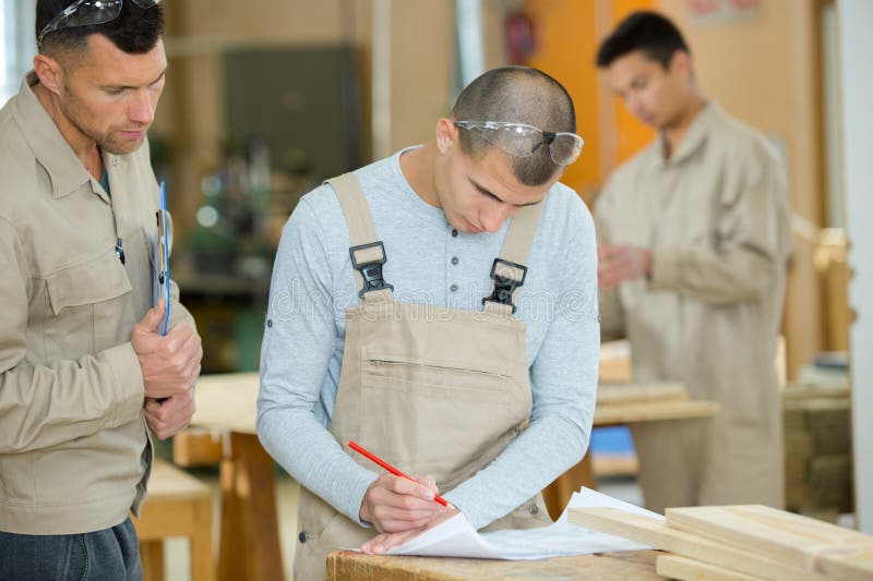 Two Workers Working in Furniture Factory Stock Image - Image of ...