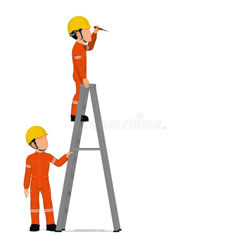 Two Workers is Working at High Stock Vector - Illustration of high ...