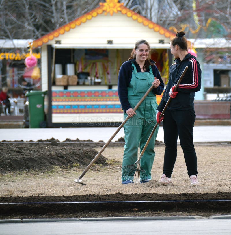 Two Working Girls with Instruments Resting Editorial Photography ...