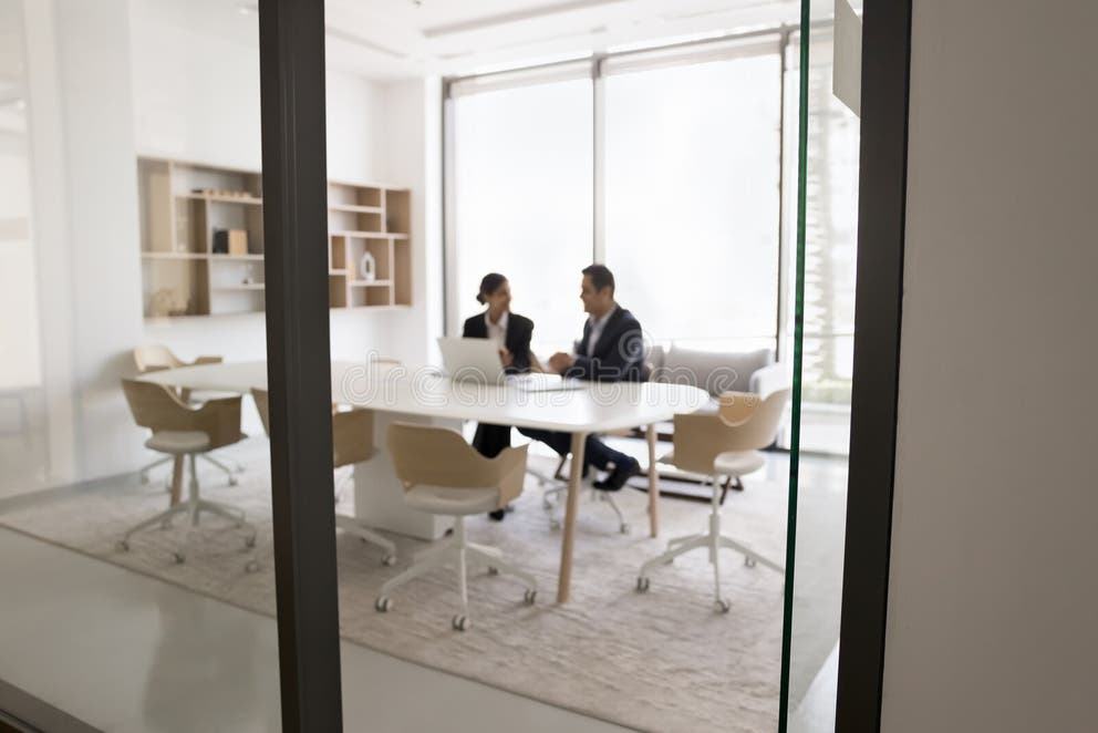Two Workmates Working on Common Task Completion Using Laptop Stock ...