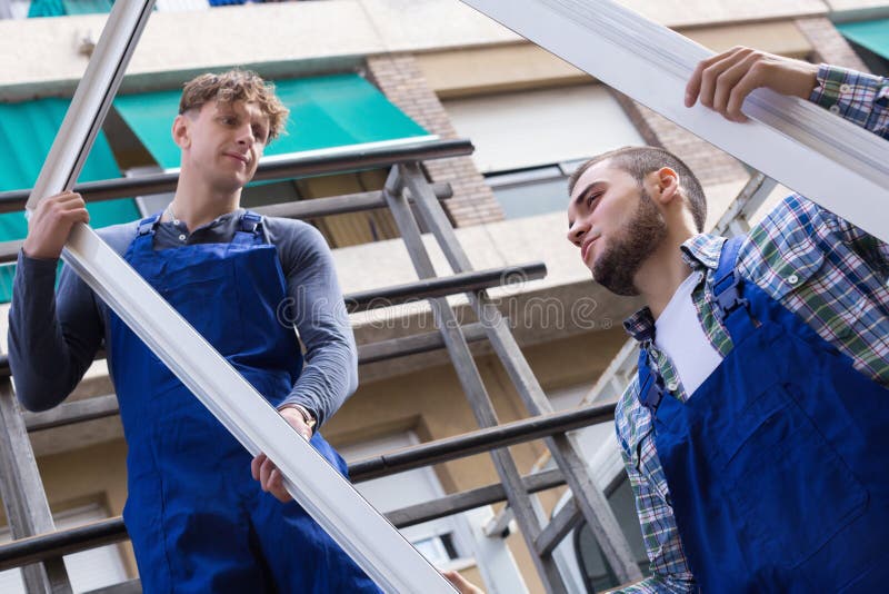 Two Workmen Delivering PVC Profiles Stock Image - Image of produce ...