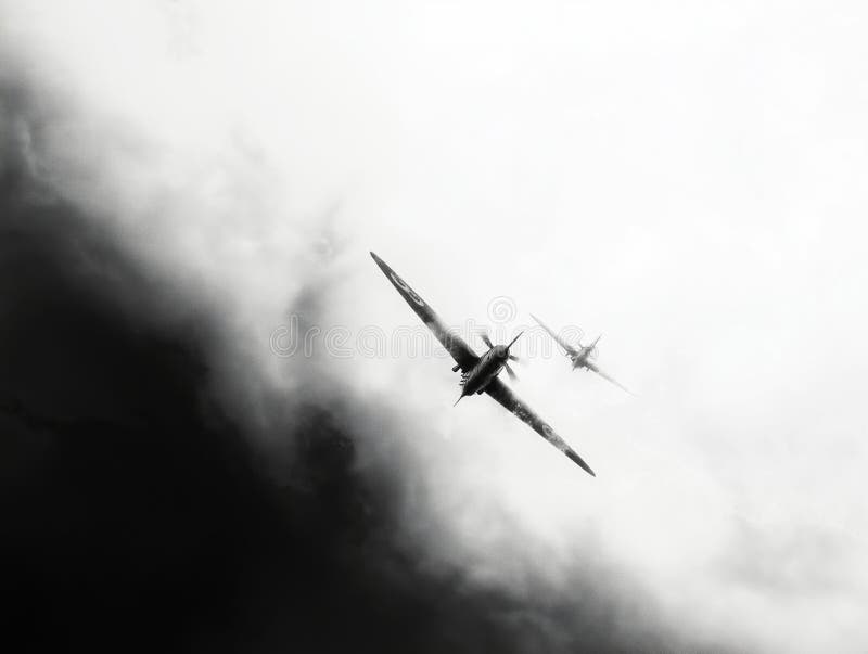 Two World War II Fighter Planes Soaring through Dramatic Storm Clouds ...