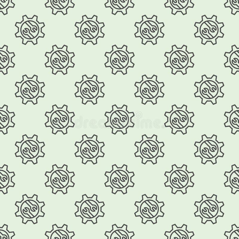 Two Wrenches in Cogwheel Gear Line Seamless Pattern, Repair Service ...