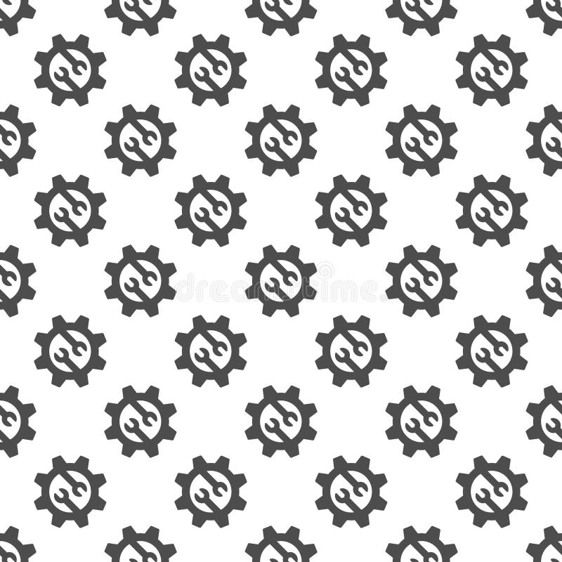 Two Wrenches in Cogwheel Gear Solid Seamless Pattern, Repair Service ...