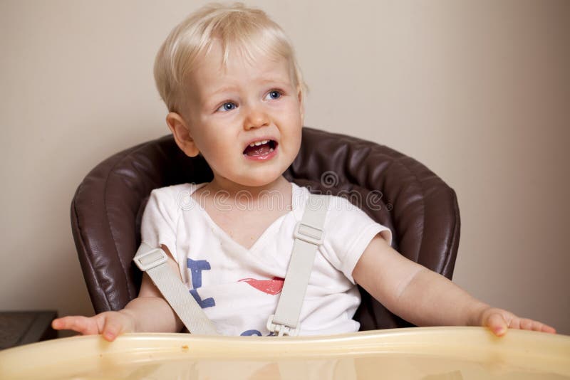 Two Year Baby Boy Sitting at the Dinner Table Stock Photo - Image of ...