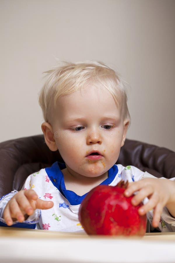 Two Year Baby Boy Sitting at the Dinner Table Stock Image - Image of ...