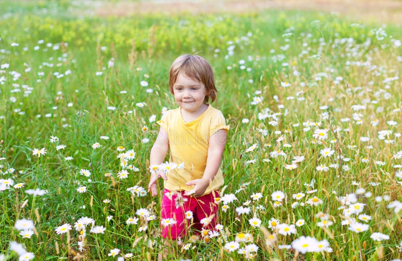 Two-year child in meadow stock image. Image of babies - 25727491