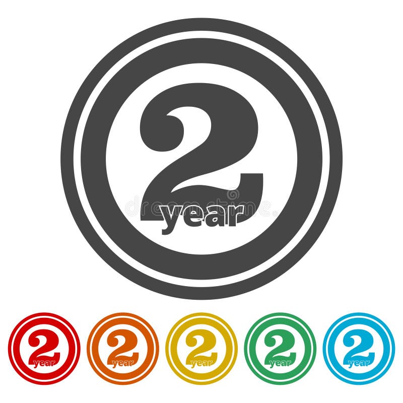 1, 2, 3, 4, 5 Years and Lifetime Warranty Label or Seal Flat Icons Set ...