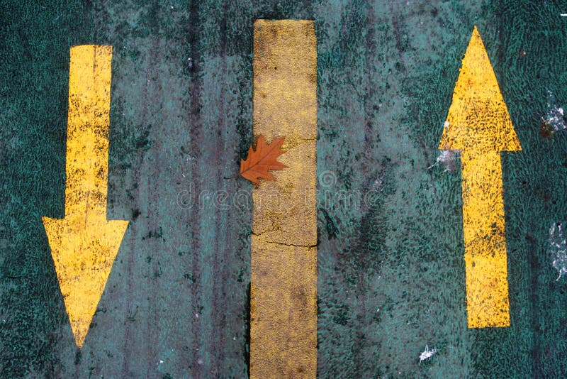 Two yellow arrows stock photo. Image of sign, arrow, destination - 16814016