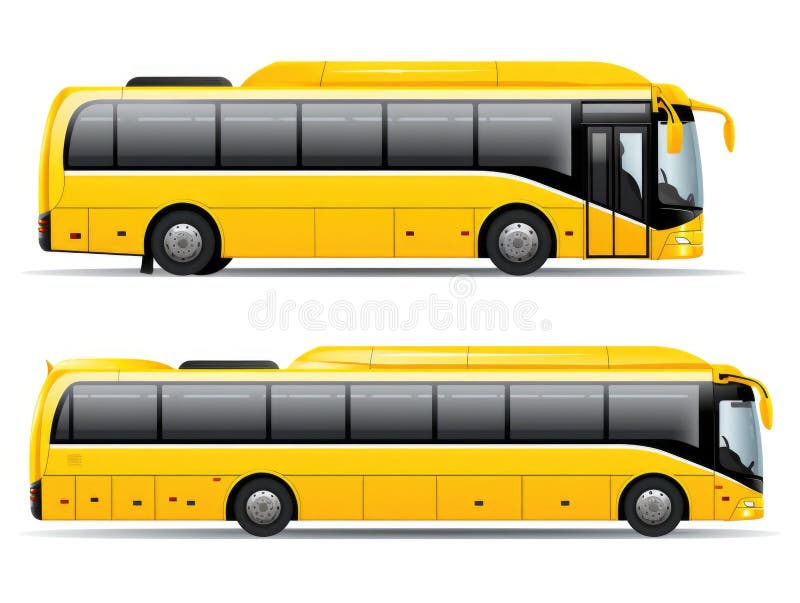 Two Yellow Buses Side by Side Stock Image - Image of commercial, city ...