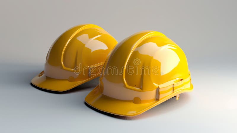 Pair of Yellow Construction Helmets for Safety at Construction Sites ...