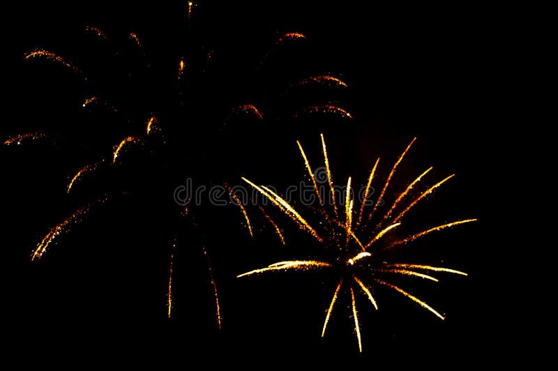 Two Yellow Fireworks in the Shape Flowers Stock Image - Image of shape ...