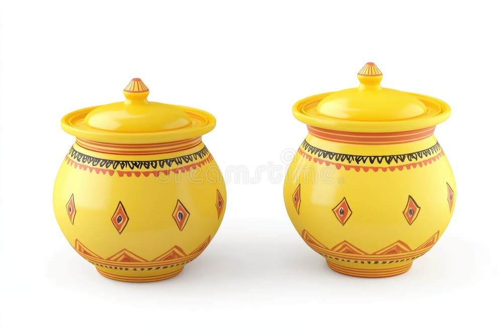 Two Yellow Jars Sit Side by Side Stock Image - Image of utensils, life ...