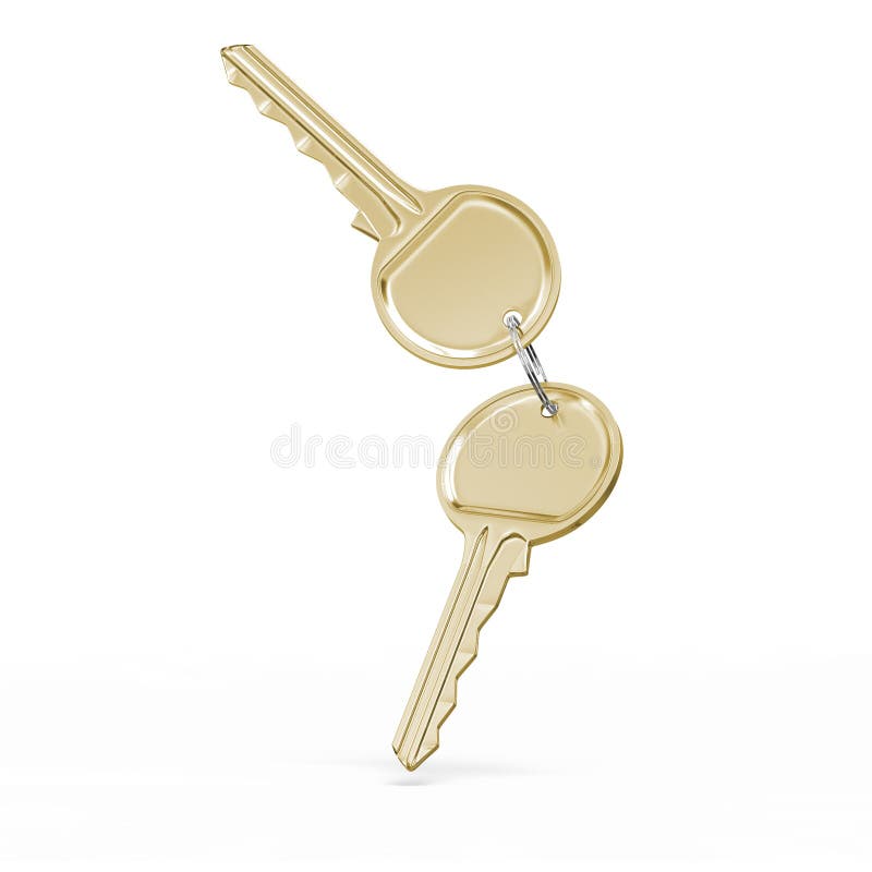 Two Yellow Key 3D Rendering Stock Image - Illustration of success ...