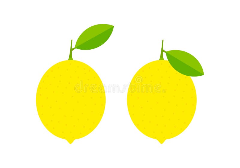 Two yellow lemons icons stock vector. Illustration of leaf - 148856895
